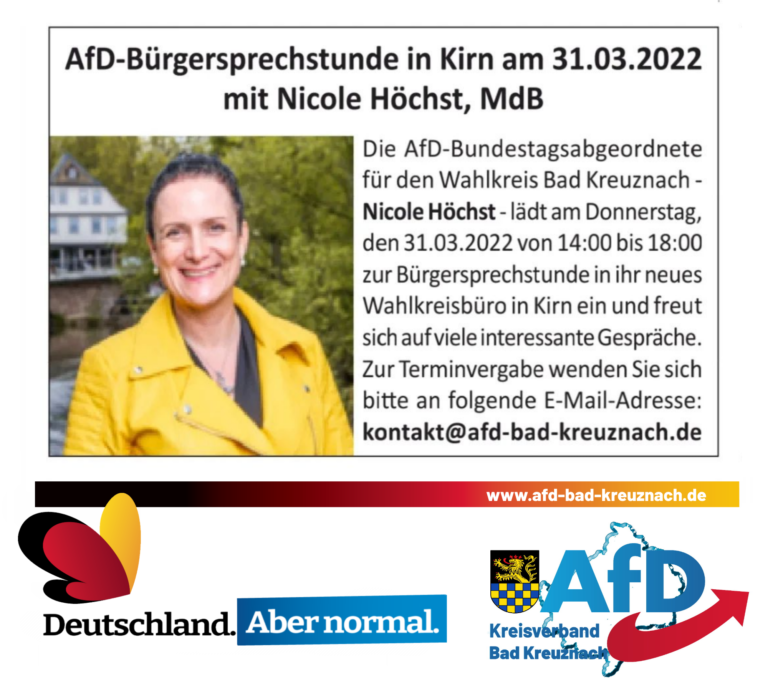 Bürgersprechstunde mit Nicole Höchst, MdB | AfD Bad Kreuznach